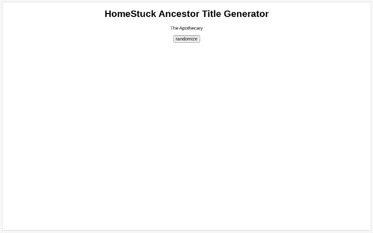 HomeStuck Ancestor Title Generator