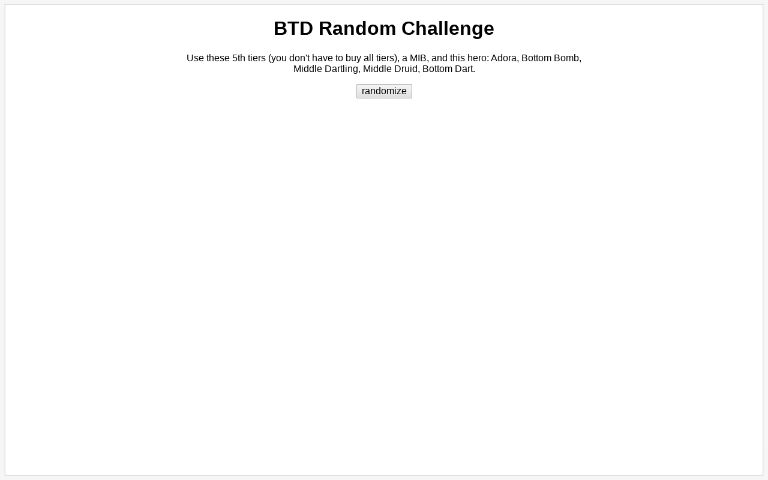 BTD Random Challenge ― Perchance Generator