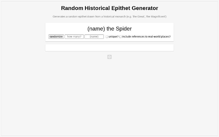 Random Historical Epithet Generator