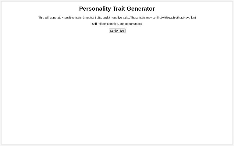 Personality Trait Generator