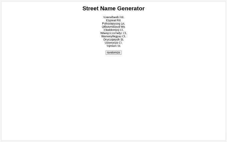 Street Name Generator