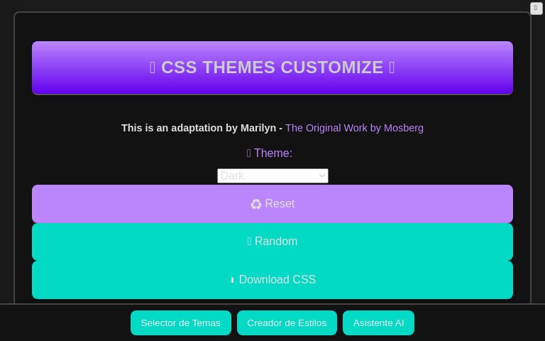 🎨 CSS THEMES CUSTOMIZE 🎨 ― Perchance Generator