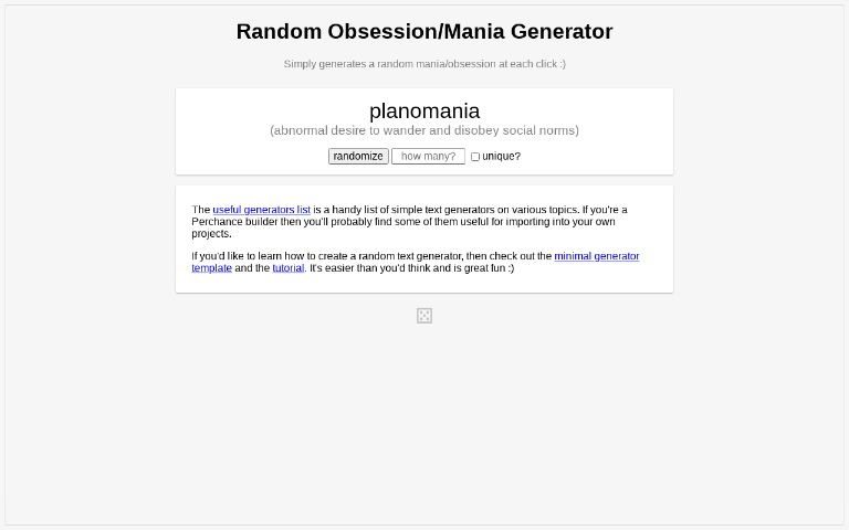 Random Obsession/Mania Generator