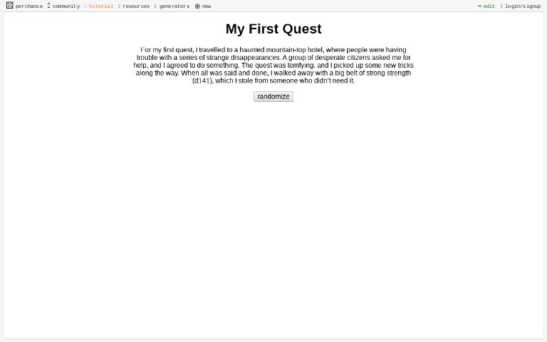 My First Quest ― Perchance Generator