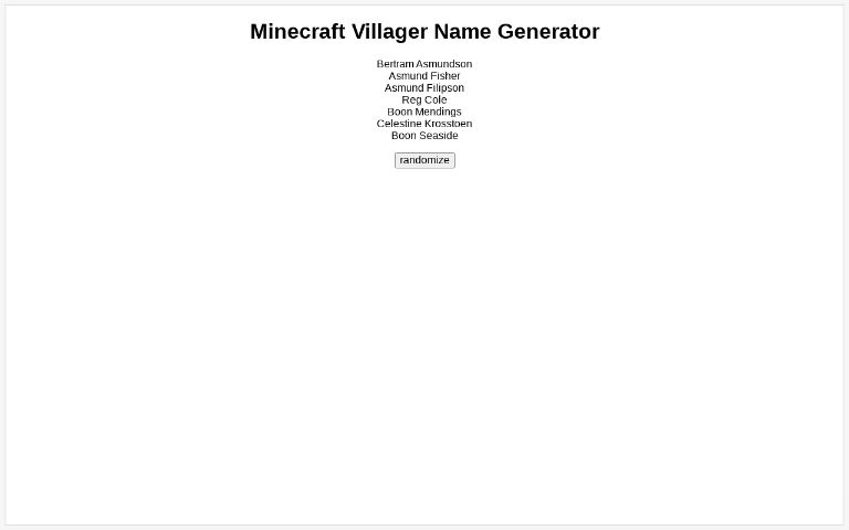 Minecraft Villager Name Generator