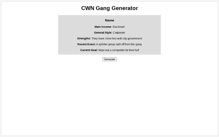 CWN Gang Generator