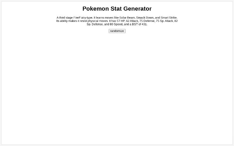 Pokemon Stat Generator