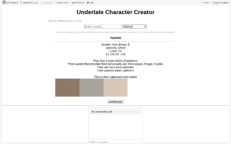 Undertale Character Creator ― Perchance Generator