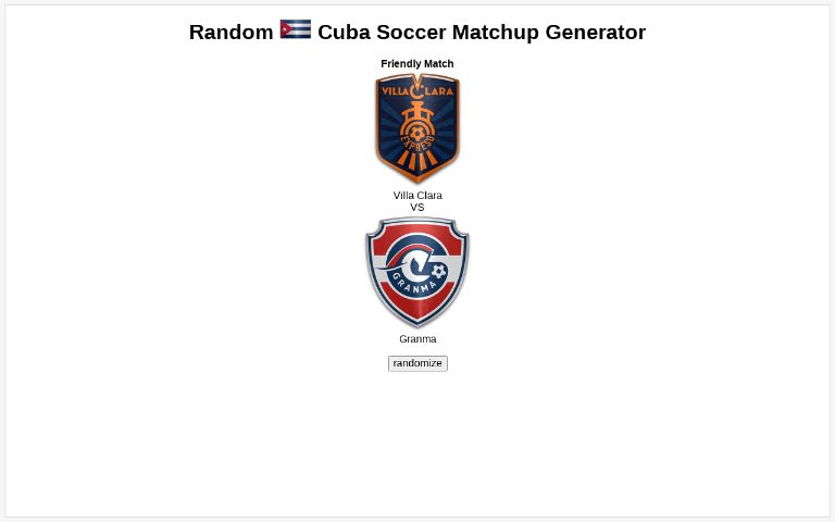 Random Cuba Soccer Matchup Generator