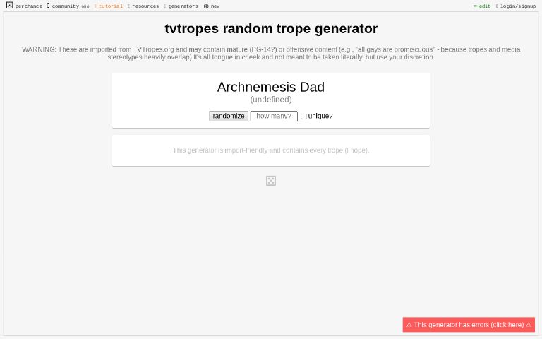 tvtropes random trope generator