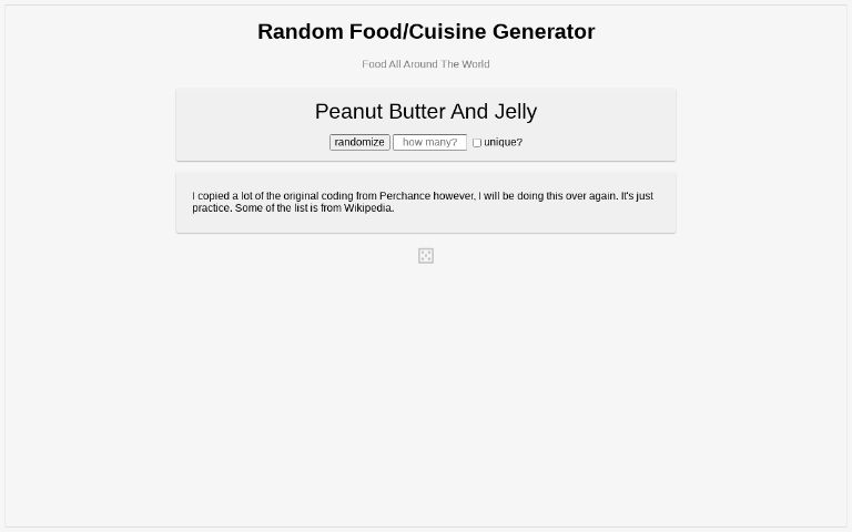 Random Food/Cuisine Generator