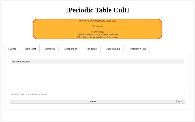 💧Periodic Table Cult🔥 ― Perchance Generator