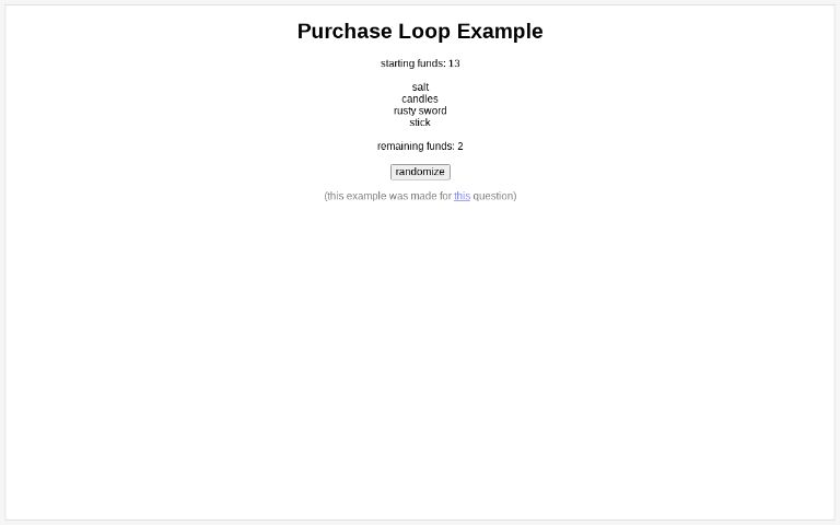Purchase Loop Example ― Perchance Generator