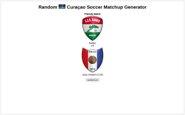 Random Curaçao Soccer Matchup Generator