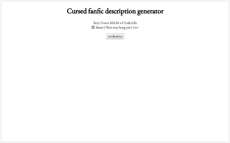 Cursed fanfic description generator