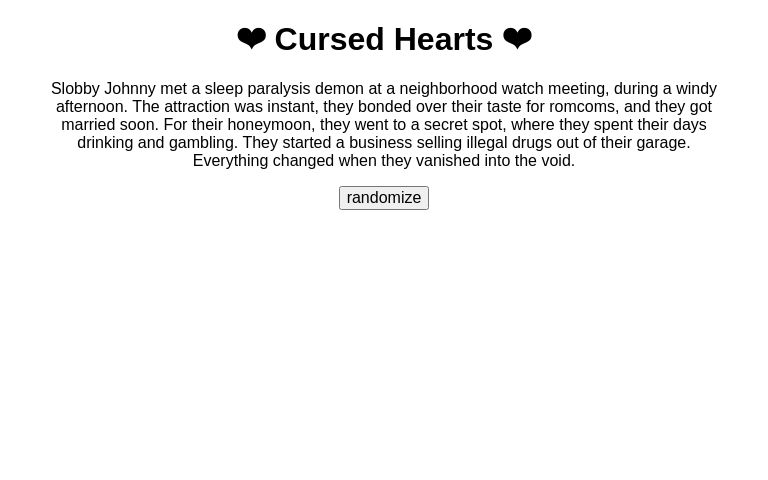Cursed Hearts ― Perchance Generator