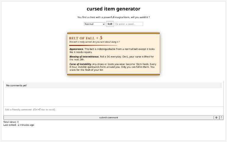 cursed item generator