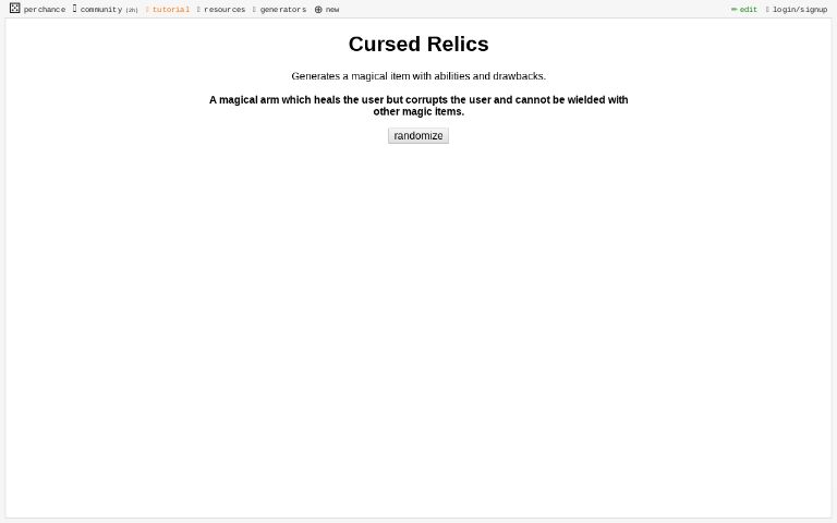 Cursed Relics ― Perchance Generator