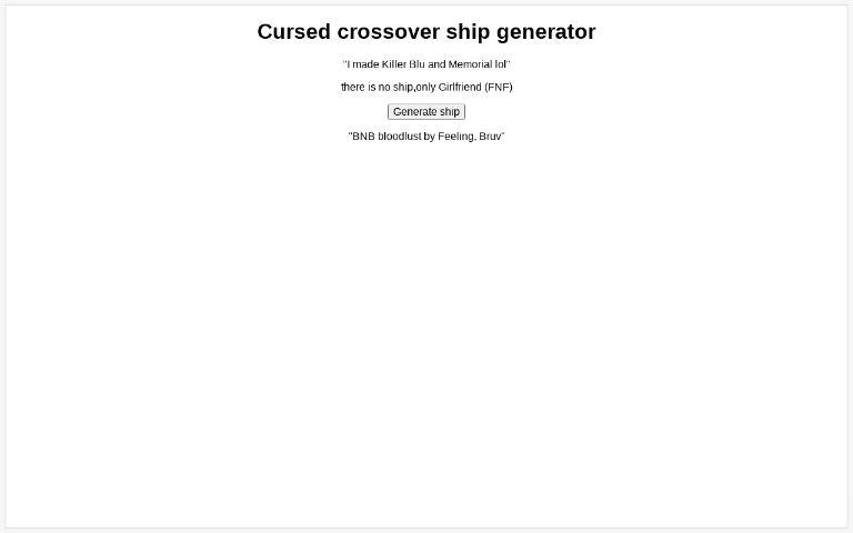 Cursed crossover ship generator