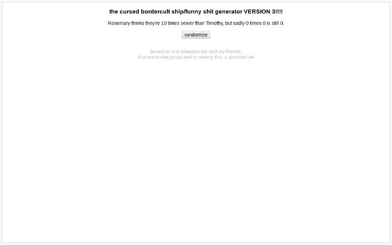 Cursedbcultshipgen ― Perchance Generator