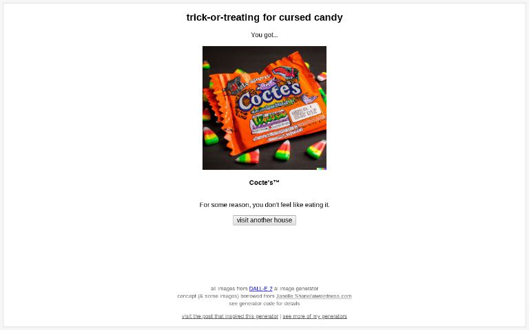 trick-or-treating for cursed candy ― Perchance Generator