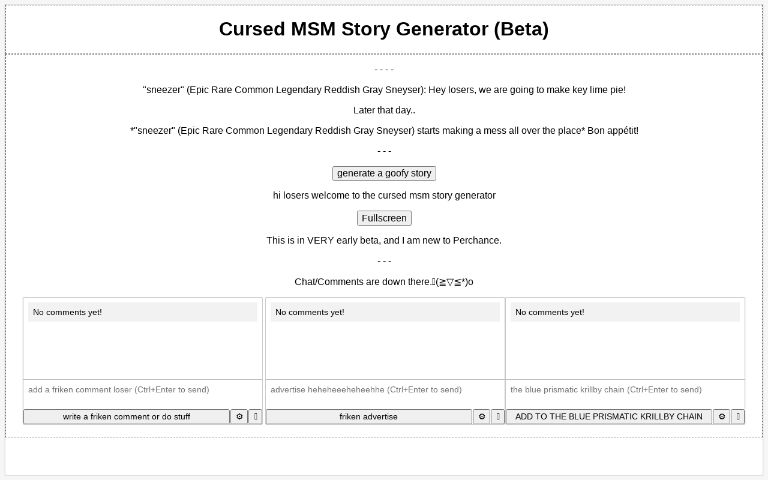 Cursed MSM Story Generator (Beta)