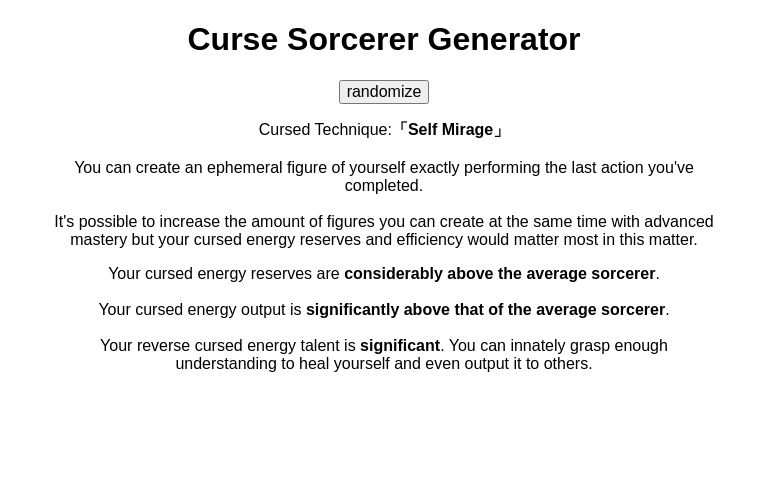 Curse Sorcerer Generator