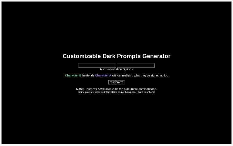 Customizable Dark Prompts Generator