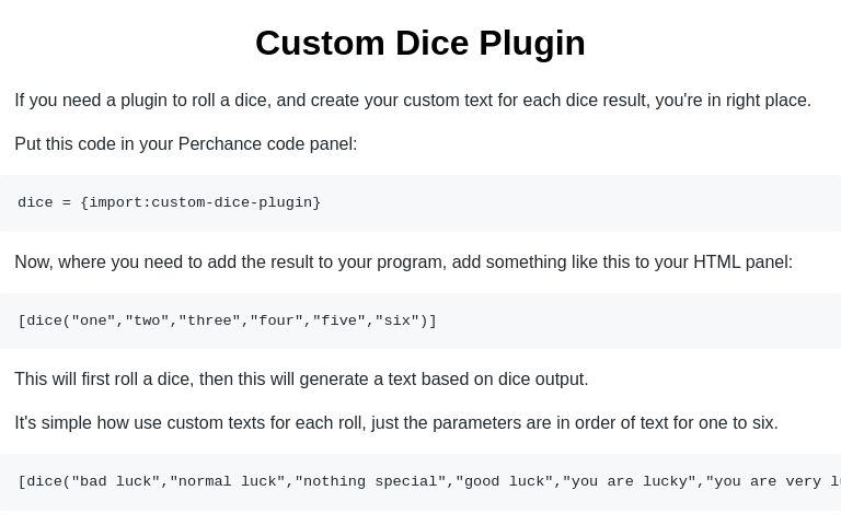 Custom Dice Plugin