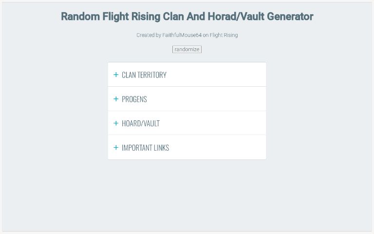 Random Flight Rising Clan And Hoard/Vault Generator