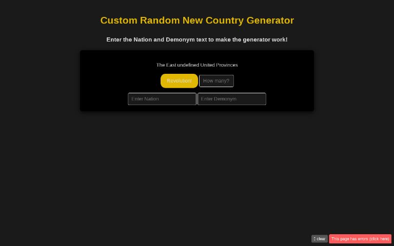Custom Random New Country Generator