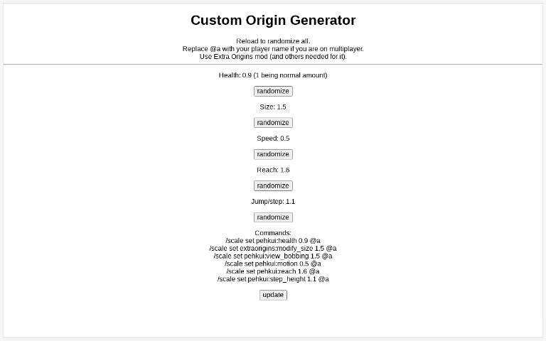 Custom Origin Generator