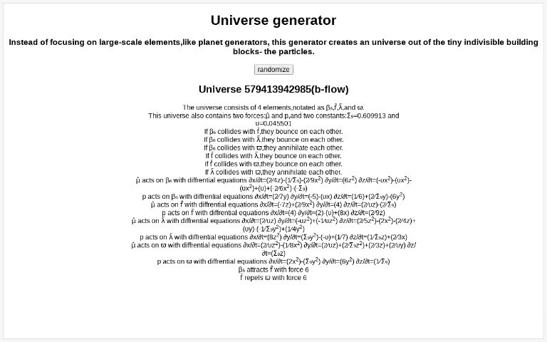 Universe generator