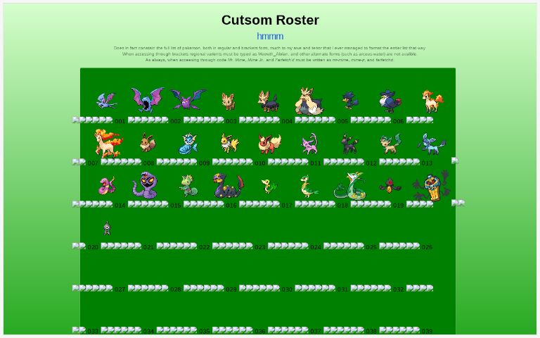Cutsom Roster ― Perchance Generator