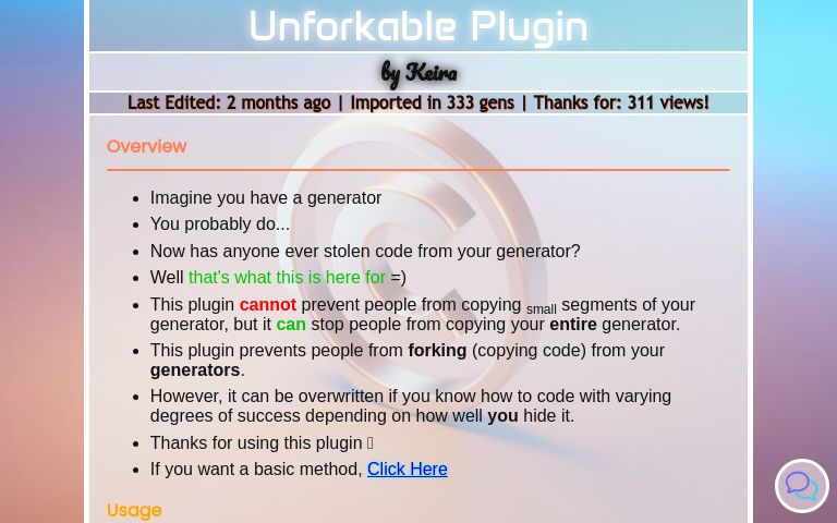 ©️ • Unforkable Plugin • By Keira 💖