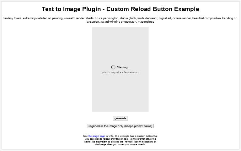 Text to Image Plugin - Custom Reload Button Example