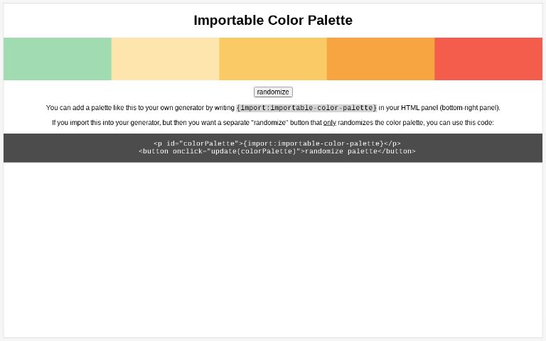 Importable Color Palette ― Perchance Generator
