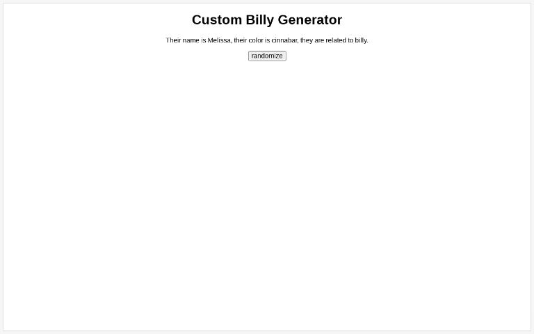 Custom Billy Generator