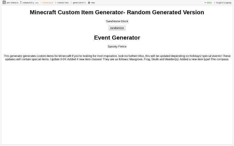 Minecraft Custom Item Generator- Random Generated Version