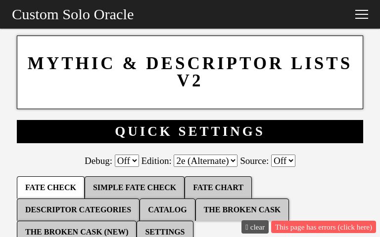 Mythic & Descriptor Lists v2 ― Perchance Generator