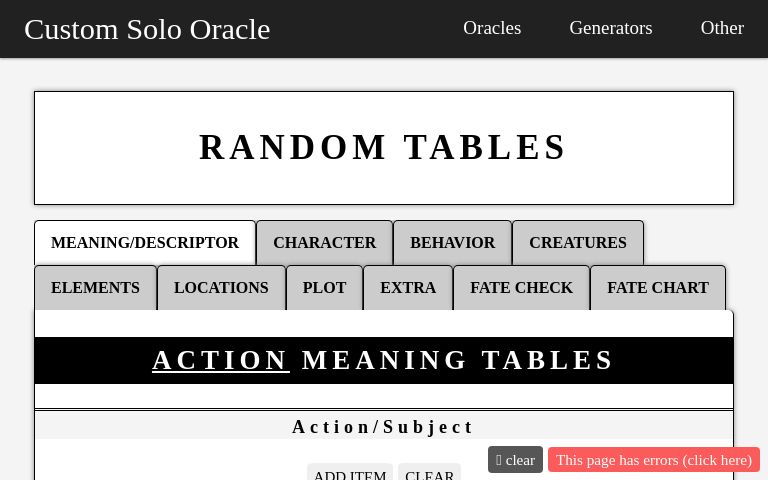 Random Tables ― Perchance Generator