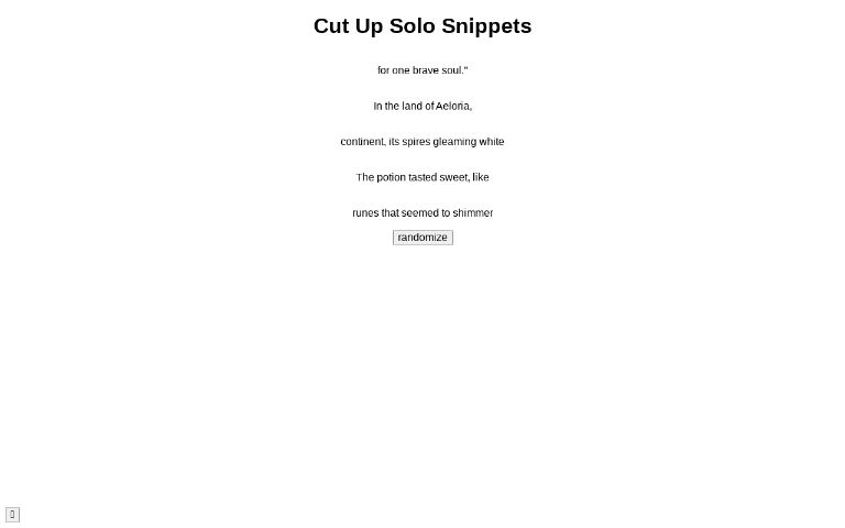 Cut Up Solo Snippets ― Perchance Generator
