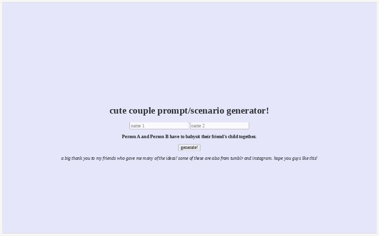 cute couple prompt/scenario generator!