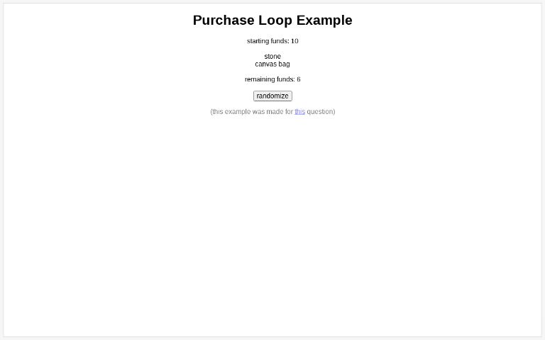 Purchase Loop Example ― Perchance Generator