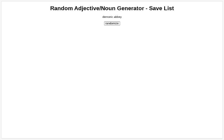 Random Adjective/Noun Generator - Save List