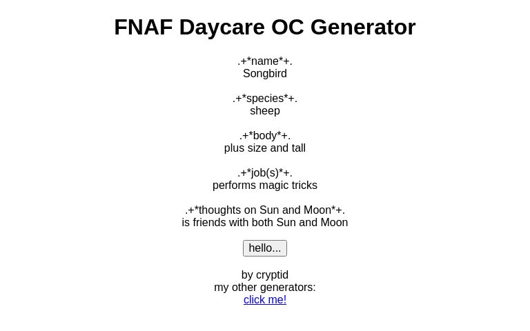 FNAF Daycare OC Generator