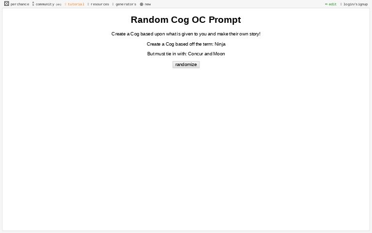 Random Cog OC Prompt ― Perchance Generator