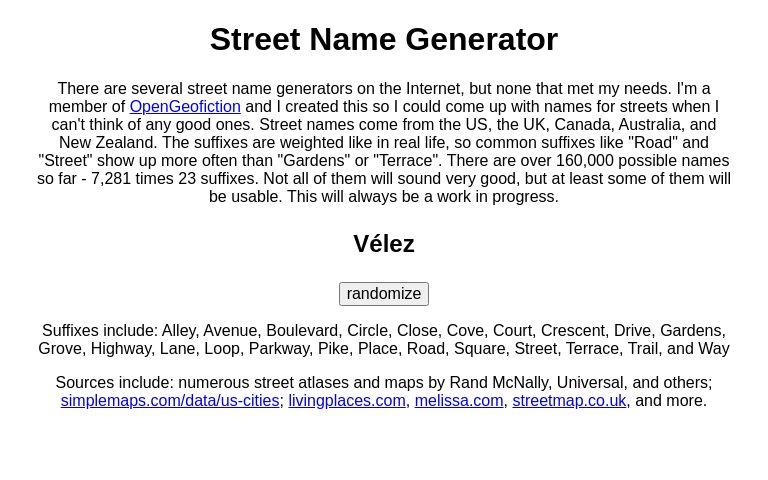 Street Name Generator