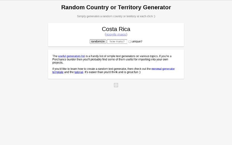 Random Country or Territory Generator