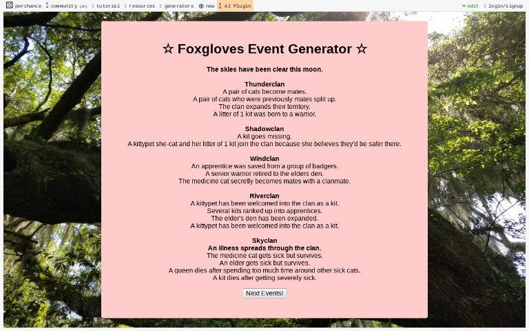 Foxgloves Event Generator ☆
